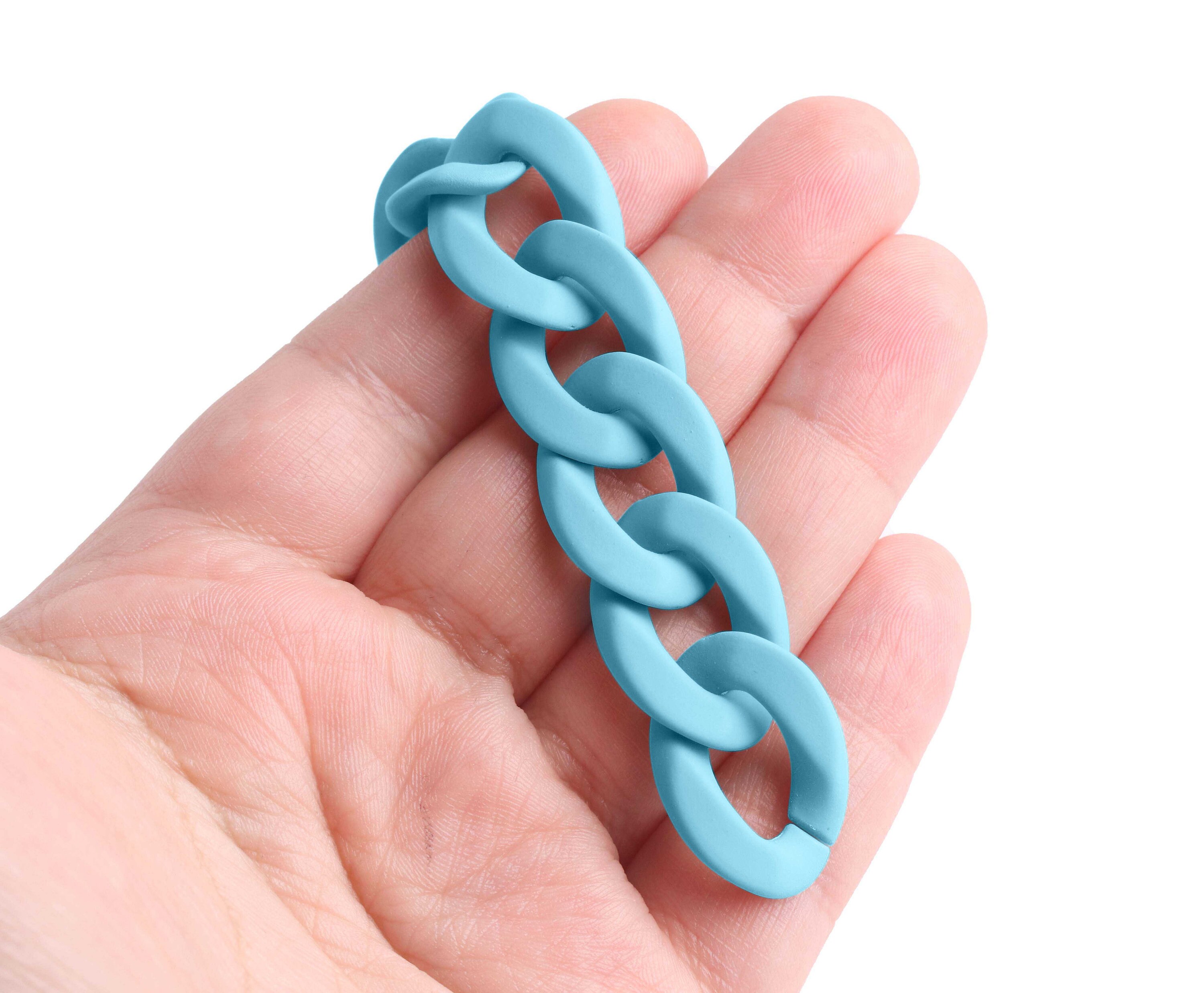 1ft Matte Light Blue Acrylic Chain Links, 24 X 17mm, Plastic Chain ...