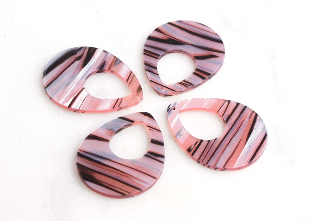 4 Large Teardrops With Zebra Stripes, Pink Black White, Tortoise Shell ...
