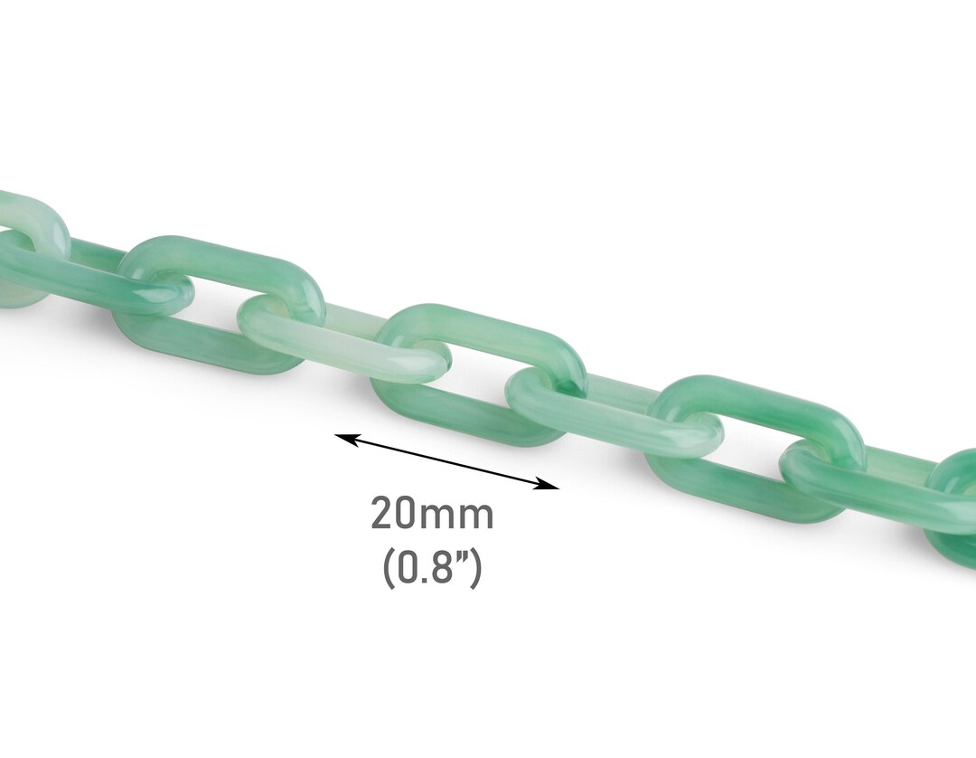 1ft Jade Green Chain With Paperclip Links, 20 X 11mm, Light Green and ...