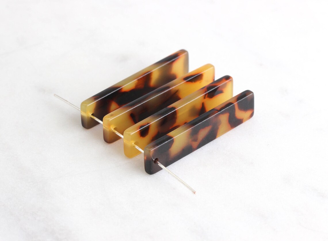 4 Marble Brown Tortoise Shell Charms 35x7mm, Acrylic Tortoise Amber ...