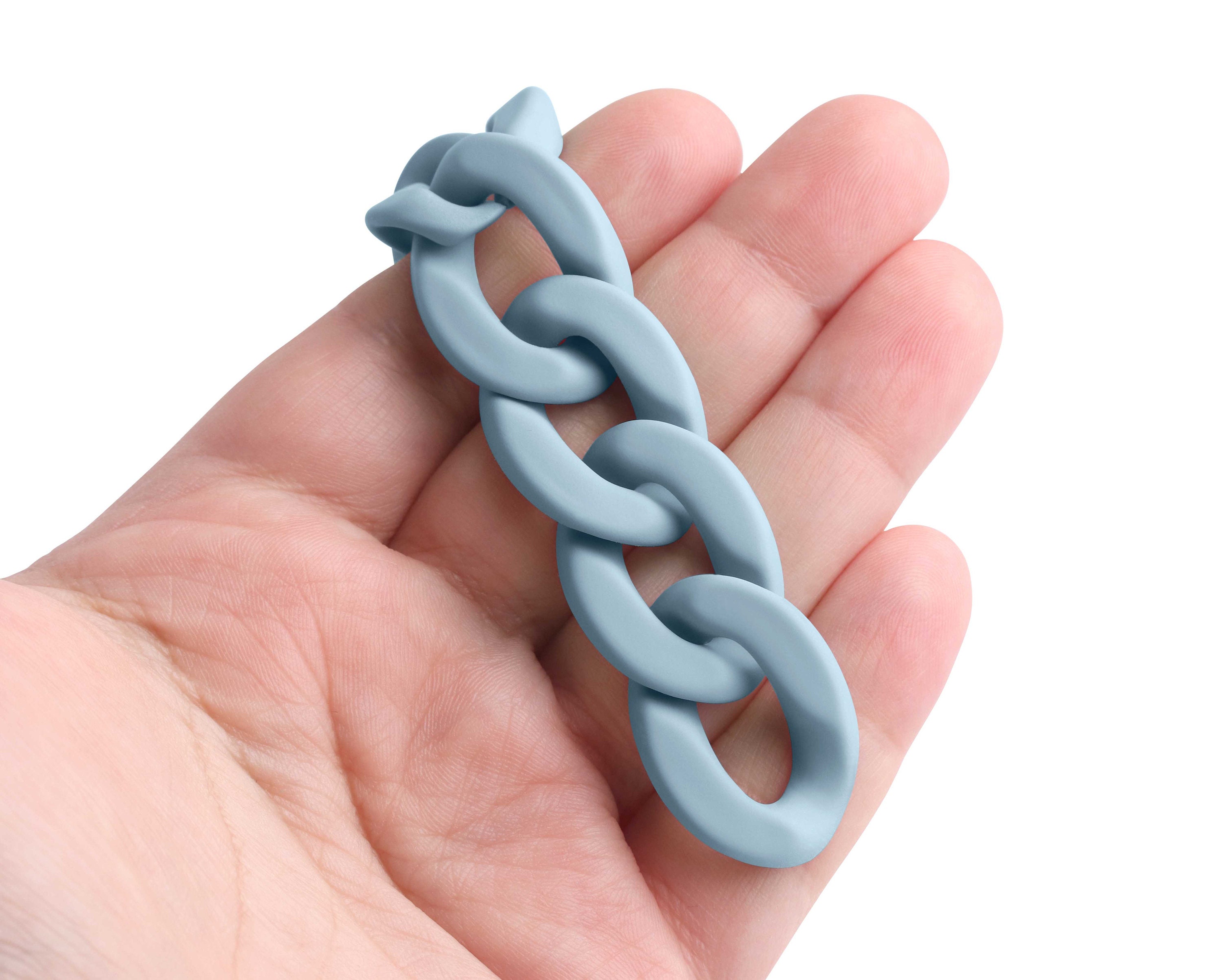 1ft Matte Steel Blue Acrylic Chain Links, 28 X 20mm, Plastic Chain ...