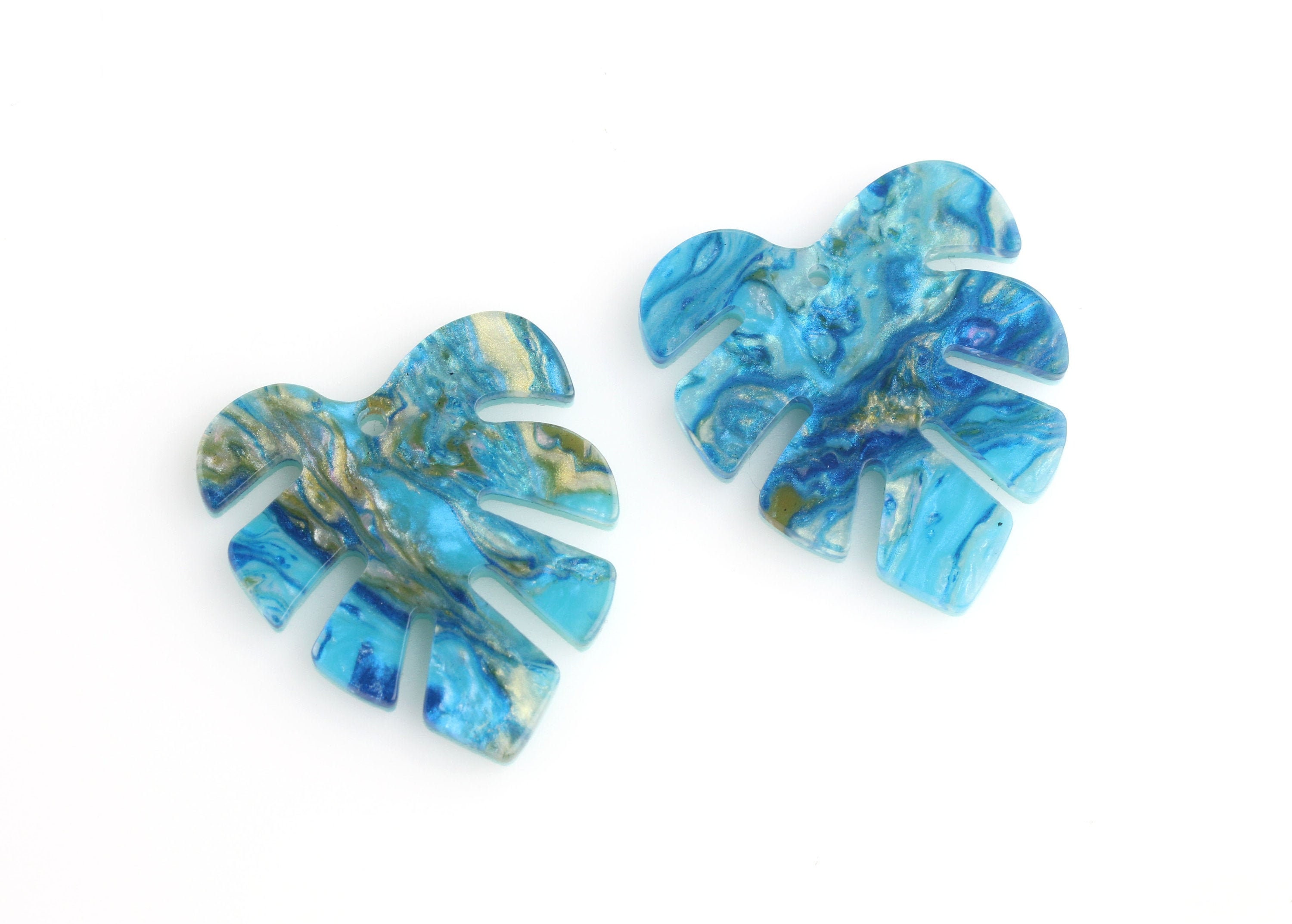 2 Light Blue Charms, Palm Leaf Earring Supplies, Acrylic Jewelry ...