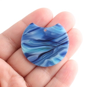 2 Dark Blue Tortoise Shell Half Circle Blanks, Crescent Moon Charms ...