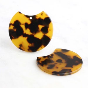 2 Tortoise Shell Circles With Cutout, Trendy Earring Parts Acetate ...