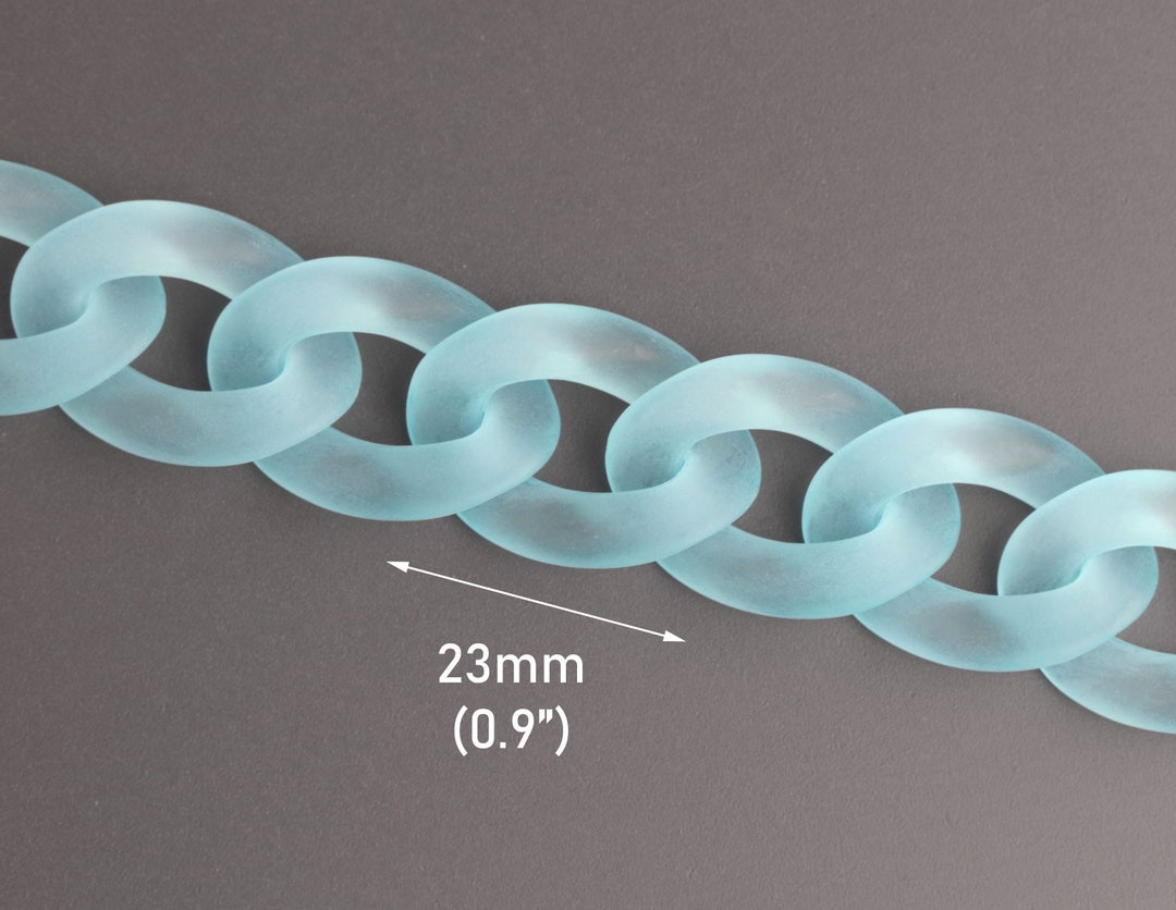 1ft Frosted Ice Blue Plastic Chain Links, 23 X 17mm, Chunky Necklace ...