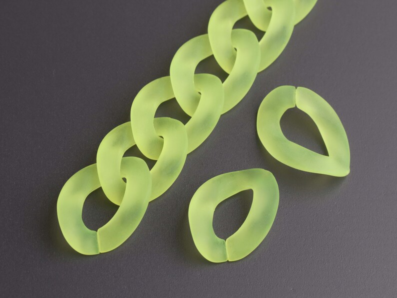 1ft Frosted Neon Yellow Acrylic Chain Links, 23 X 17mm, Transparent ...