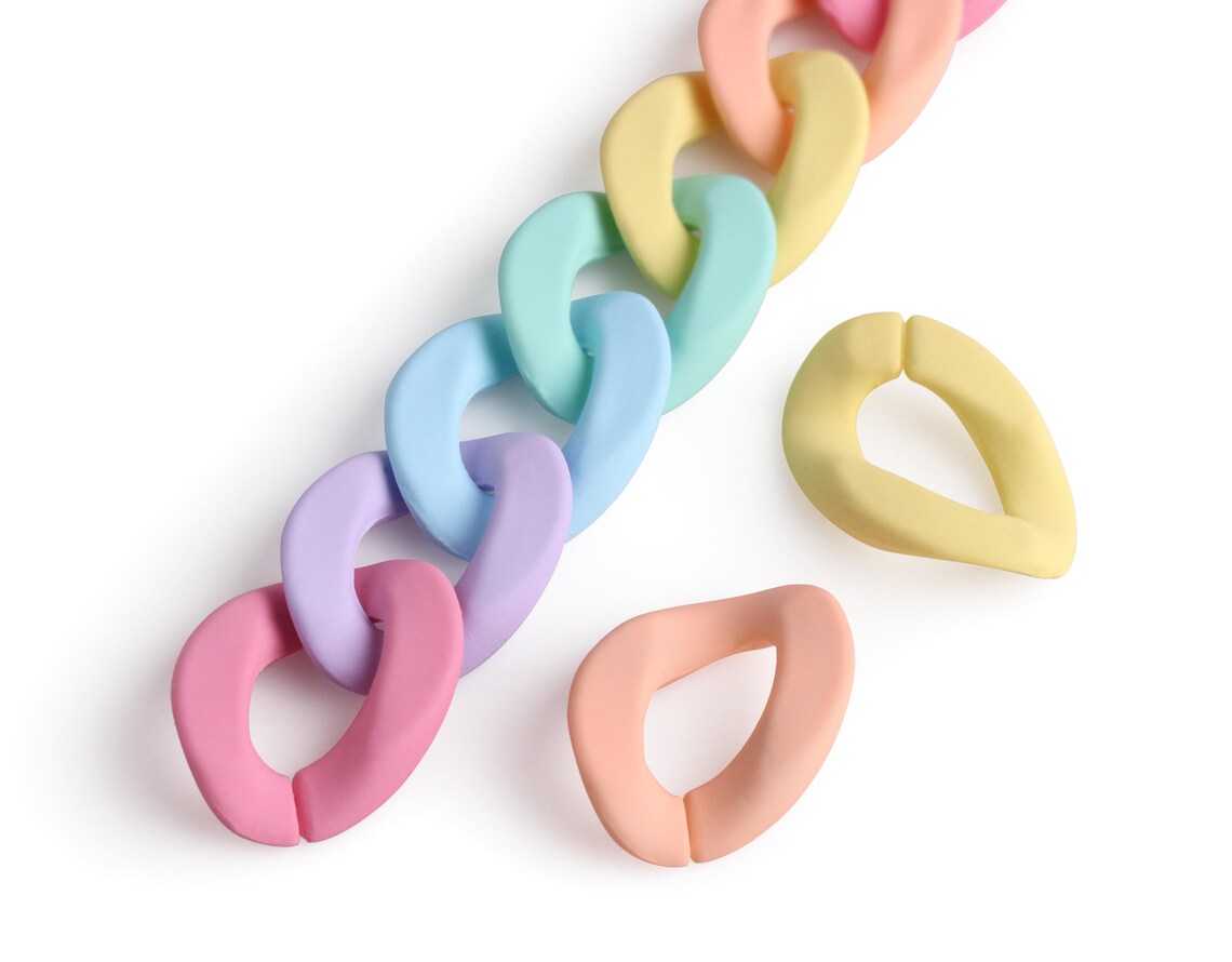 1ft Matte Pastel Plastic Chain Links, 23 X 17mm, Mixed Colors, Colorful ...