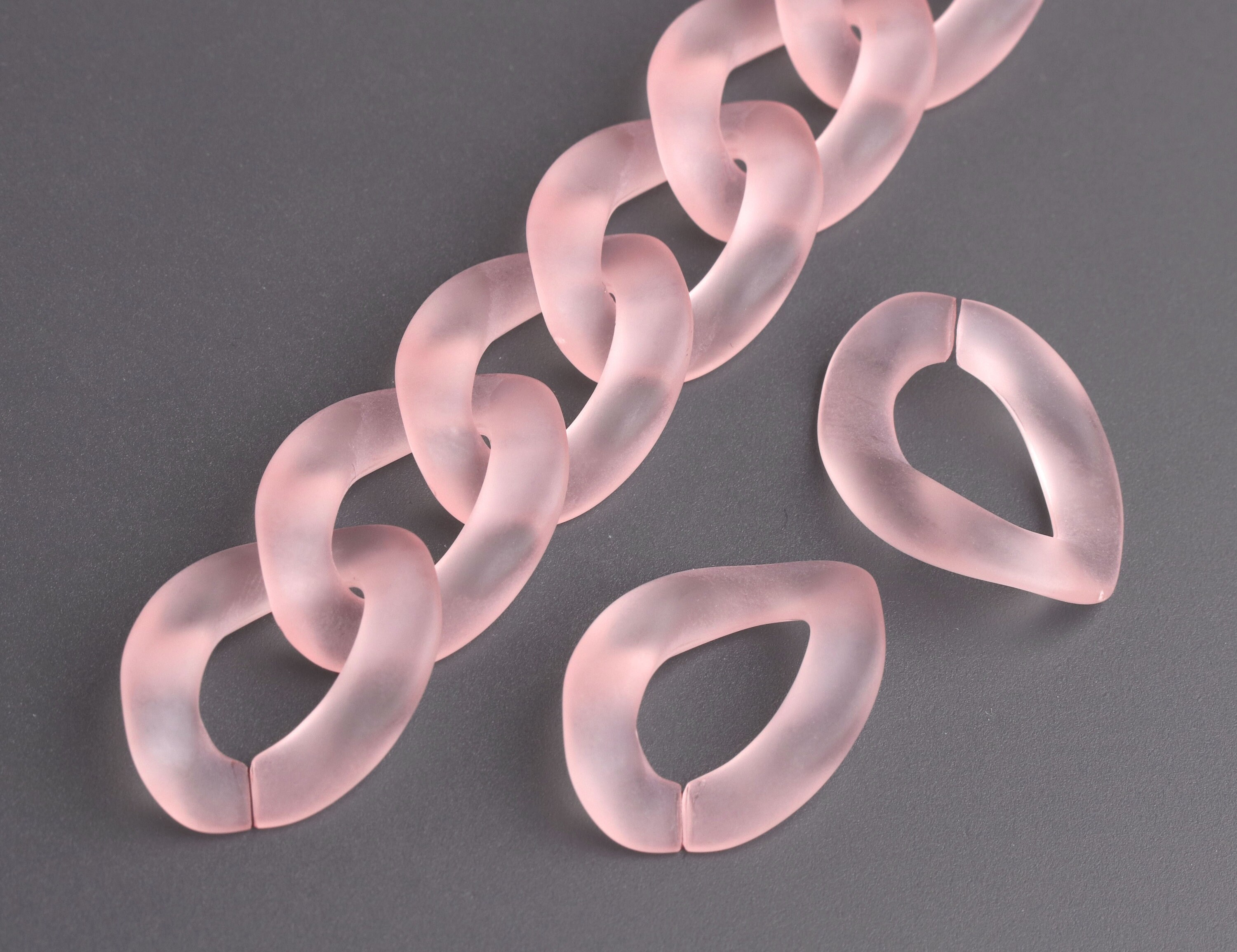 1ft Frosted Light Pink Plastic Chain Links, 23 X 17mm, Kawaii Acrylic ...