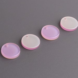 4 Round Resin Charms in Ballet Pink and White Pearl, 0.5" Inch, Two ...