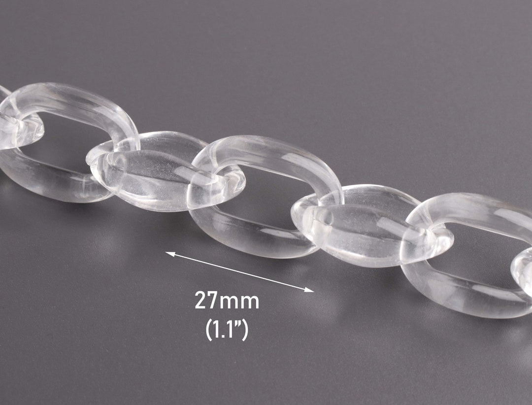 1ft Clear Acrylic Chain Links, 27 X 19.5mm, Flared Oval Cable Chain ...