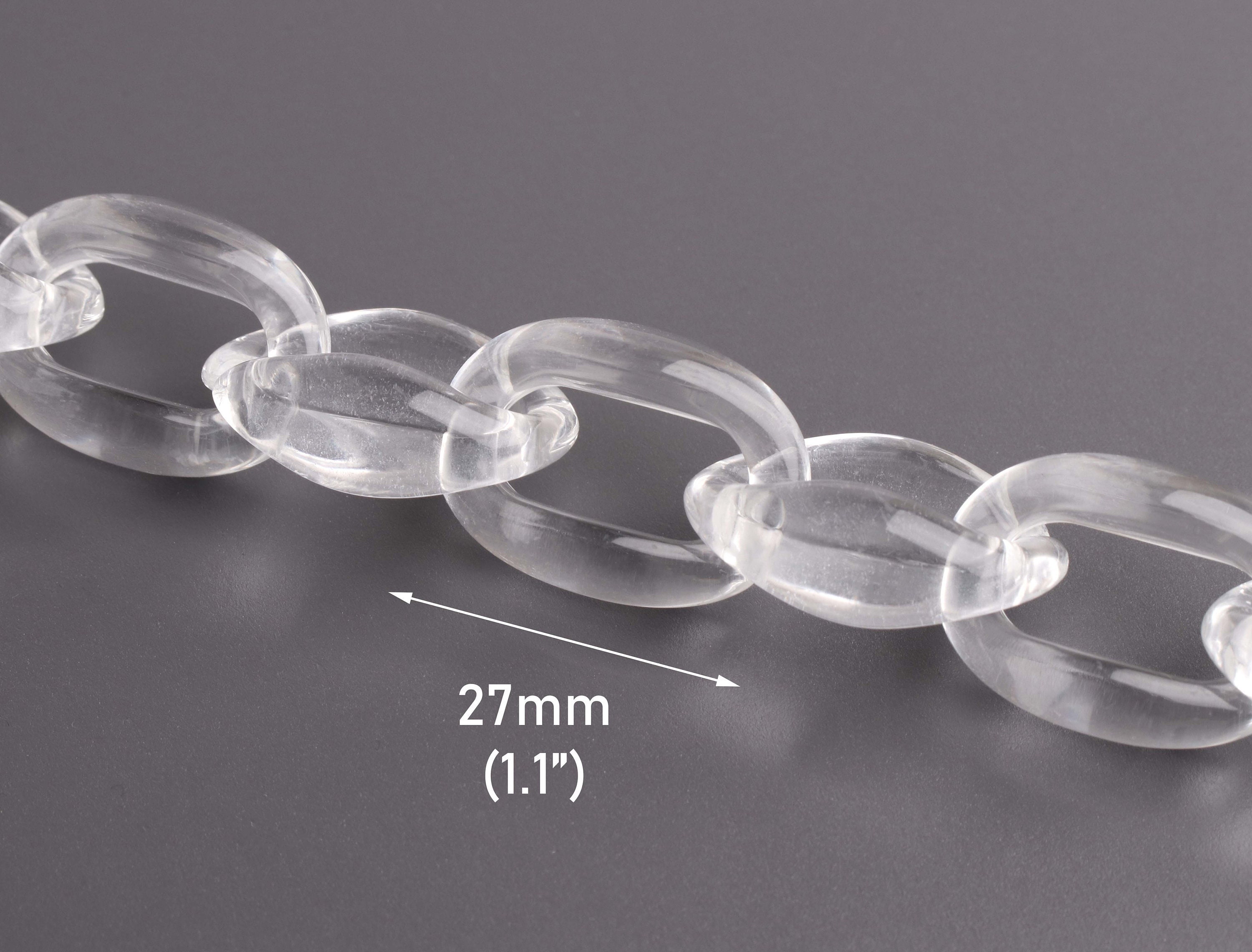 1ft Clear Acrylic Chain Links, 27 X 19.5mm, Flared Oval Cable Chain ...