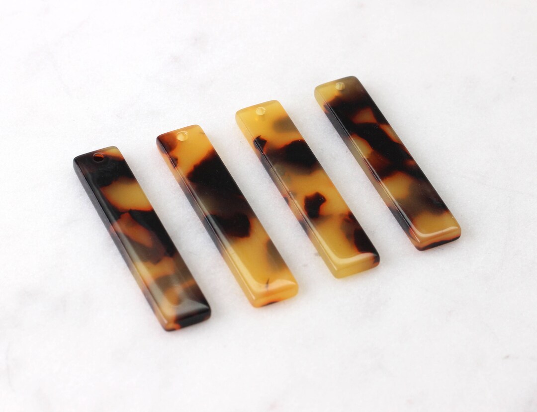 4 Marble Brown Tortoise Shell Charms 35x7mm, Acrylic Tortoise Amber ...