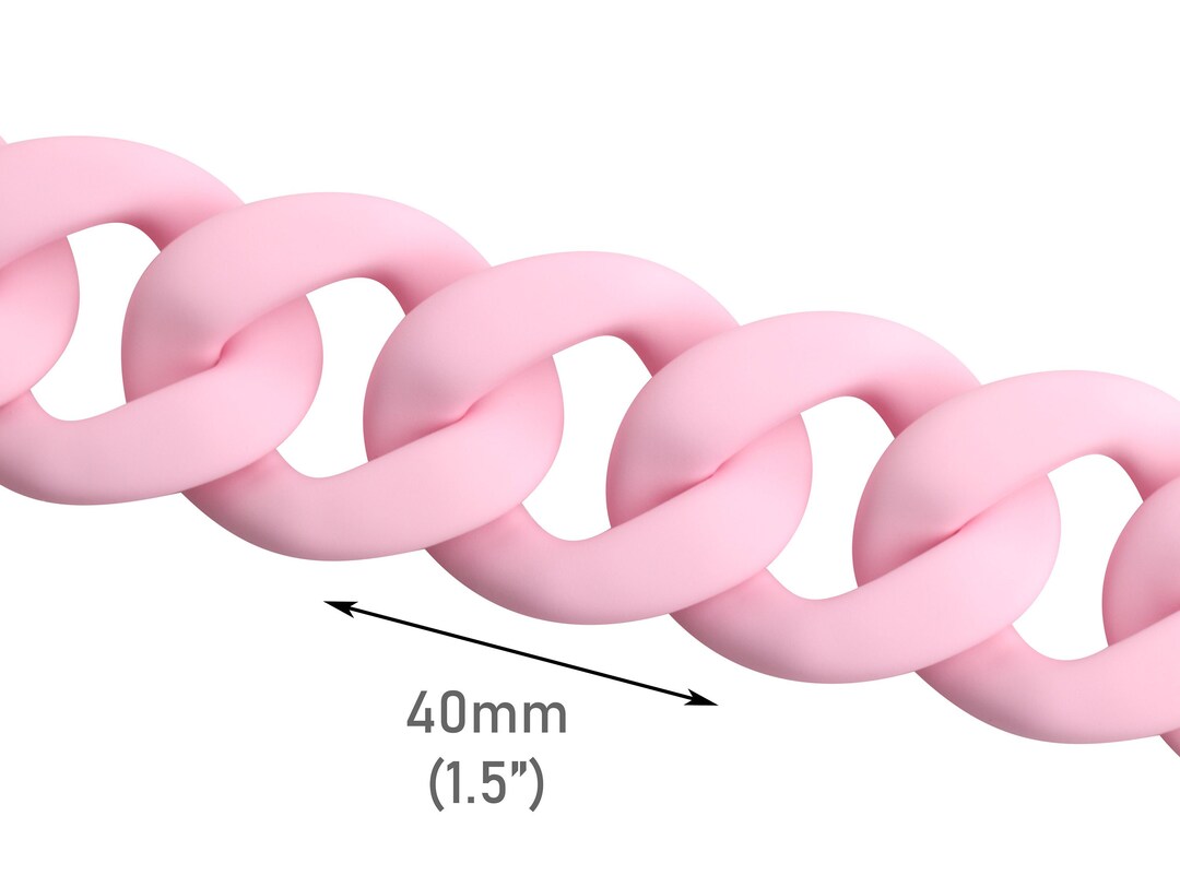 1ft Matte Light Pink Plastic Chain Links, 40 X 33mm, Cute Pastels ...