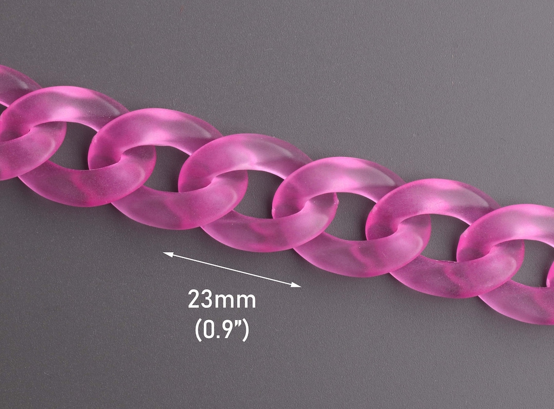 1ft Frosted Hot Pink Plastic Chain Links, 23 X 17mm, Matte Transparent ...