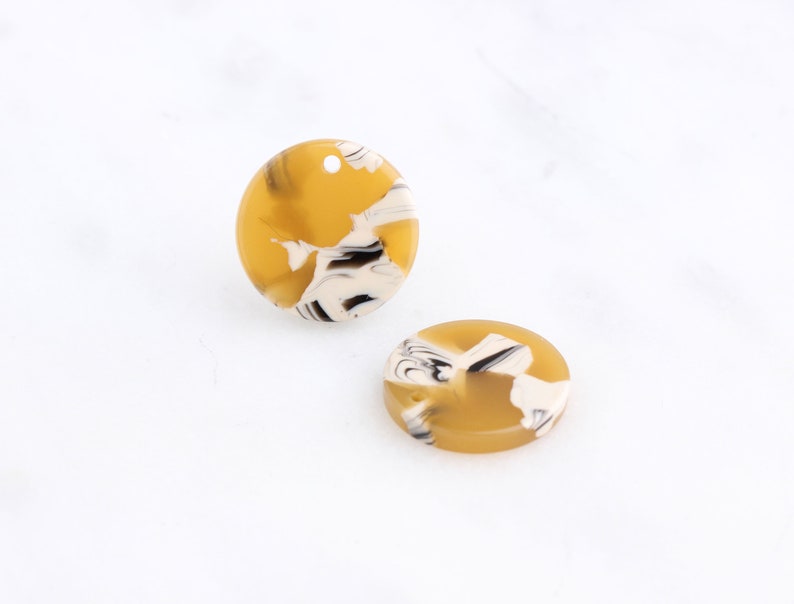 4 Small Flat Circle Charms, 15mm Mini Disc Charm, Acetate Yellow ...