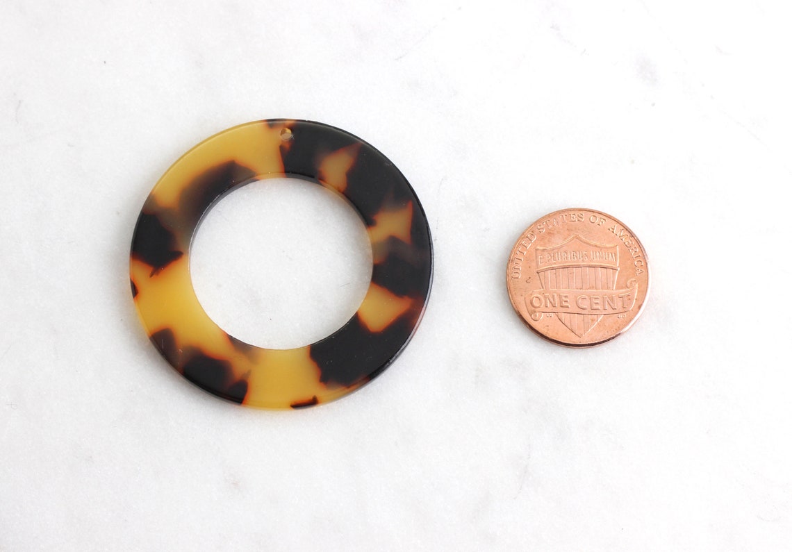 2 Large Rings Tortoiseshell 40mm Circle Big Hole Hard - Etsy