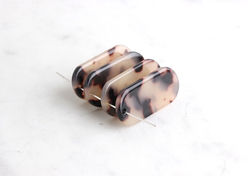 4 White Tortoise Shell Rectangle Pendant 30mm Dog Tag Bead | Etsy