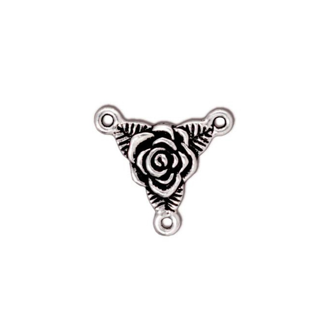 4 Tierracast Rose Connectors in Antique Silver and Black, 17mm, Flower ...