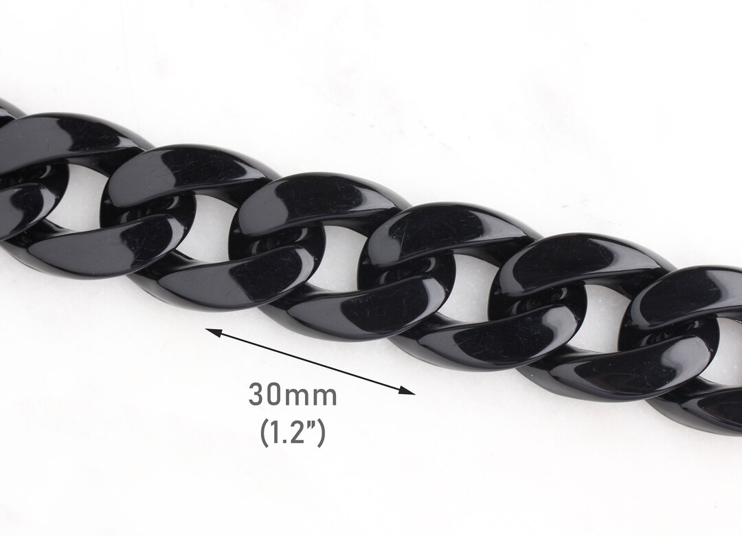 1ft Chunky Black Chain, 30x22mm Plastic Chain Open Links, Large Curb ...
