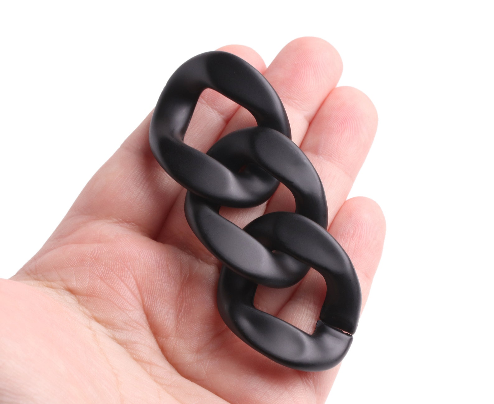 1ft Matte Metallic Black Acrylic Chain Links, 40 X 33.5mm, Satin Finish ...
