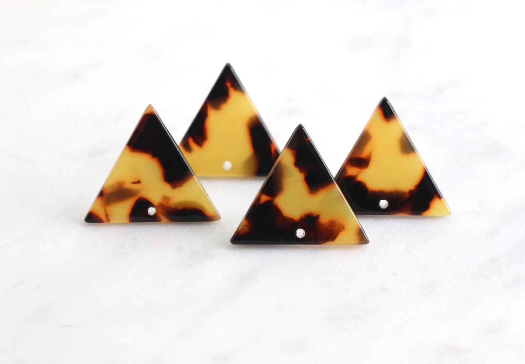 4 Dark Tortoise Shell Triangle Flag Beads, Amber Triangle Chevron ...