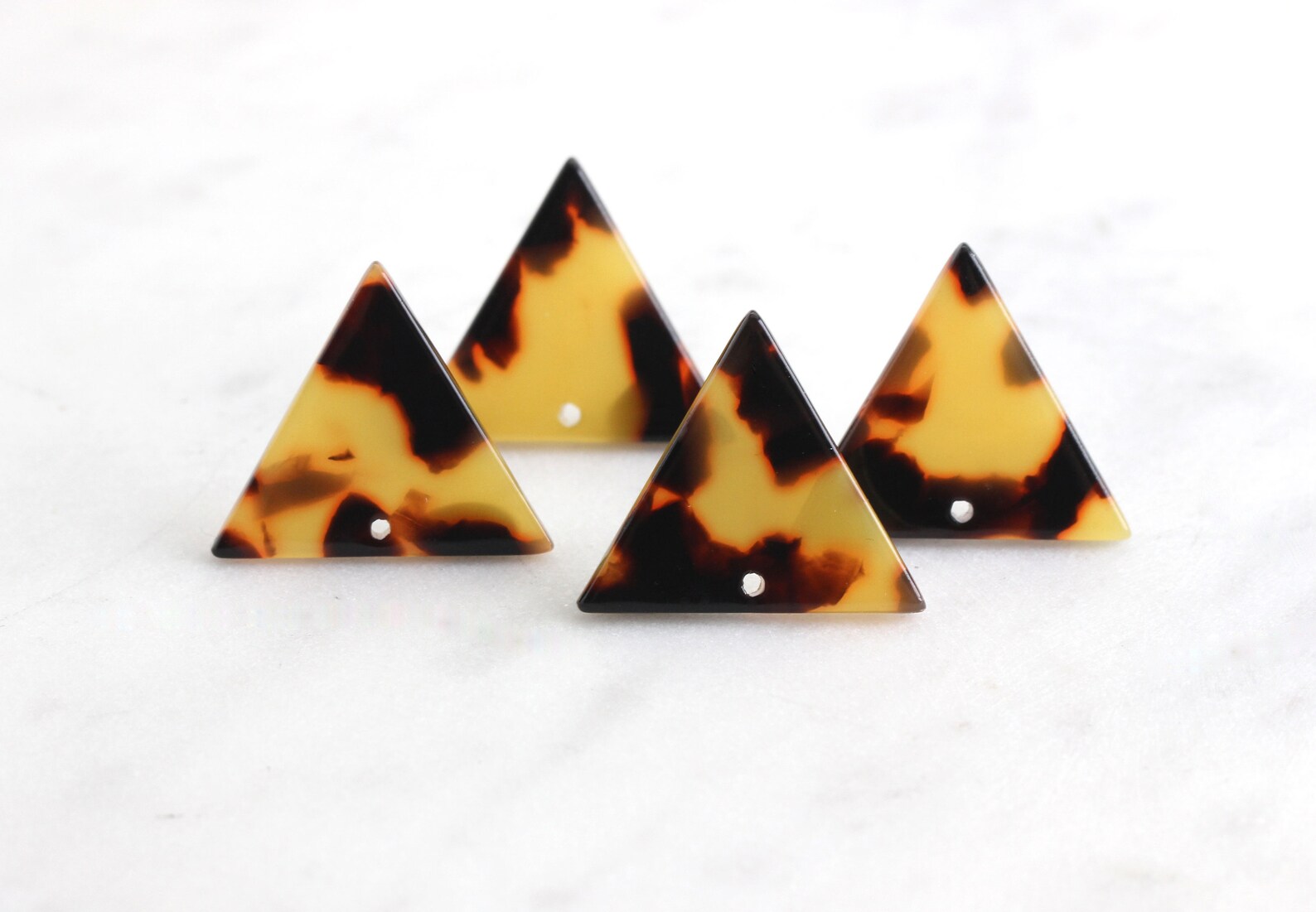 4 Dark Tortoise Shell Triangle Flag Beads, Amber Triangle Chevron ...