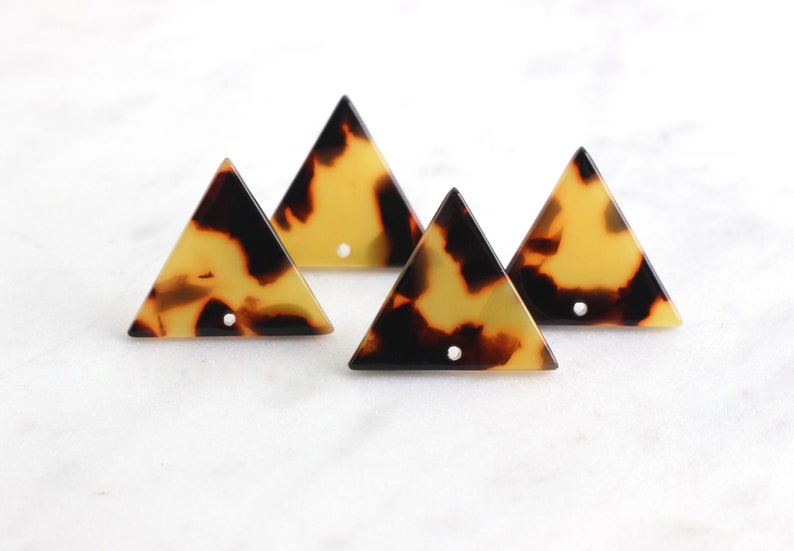 4 Dark Tortoise Shell Triangle Flag Beads, Amber Triangle Chevron ...