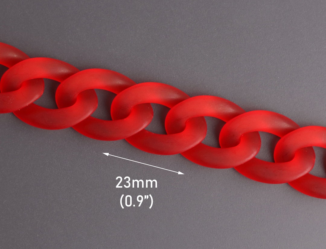 1ft Frosted Ruby Red Acrylic Chain Links, 23 X 17mm, Miami Cuban Links ...
