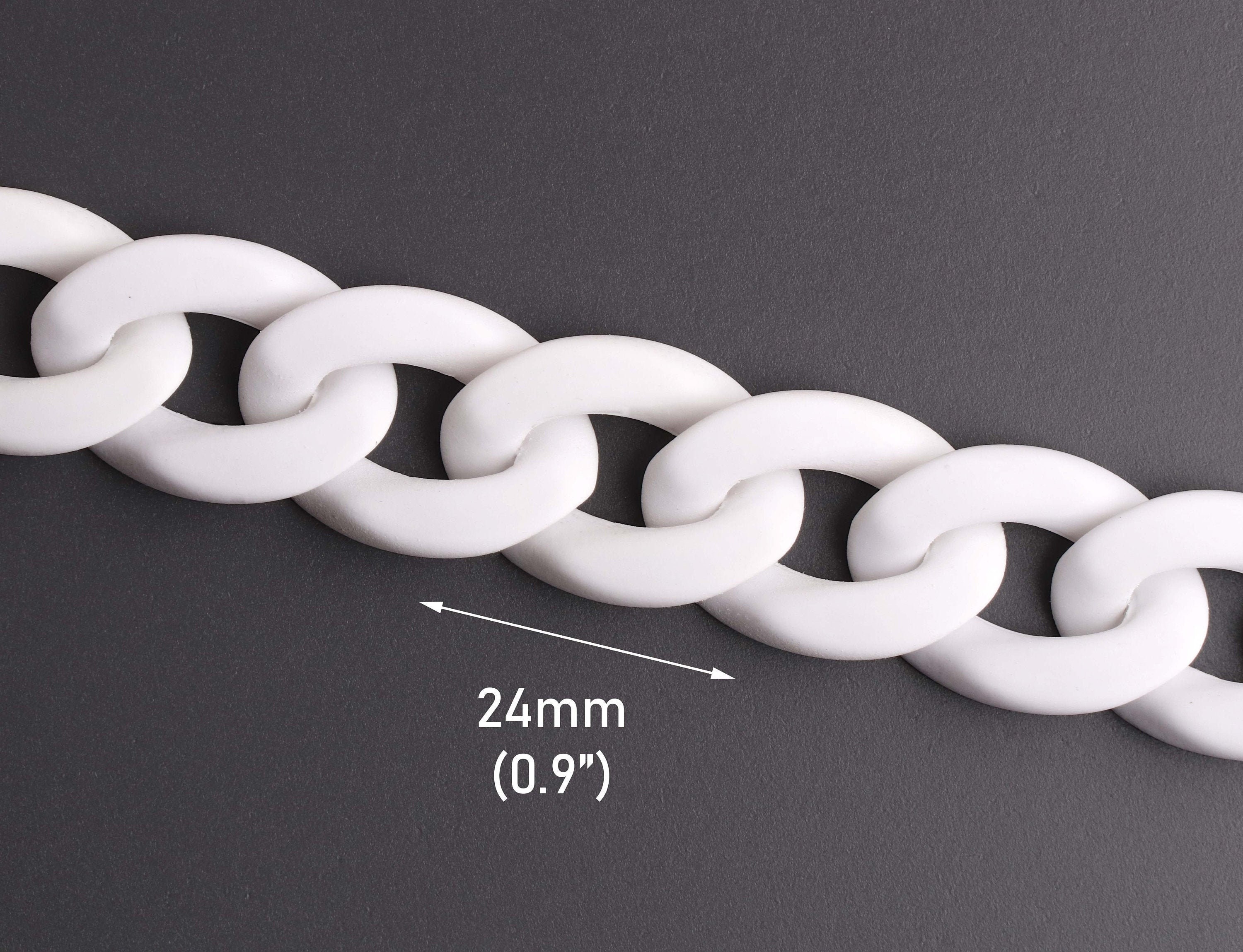 1ft Matte White Plastic Chain Links, 24 X 17mm, Premium Quality, Simple ...