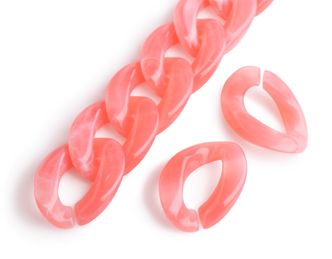 1ft Natural Pink Plastic Chain Links, 29 X 21mm, Light Pink Chain ...