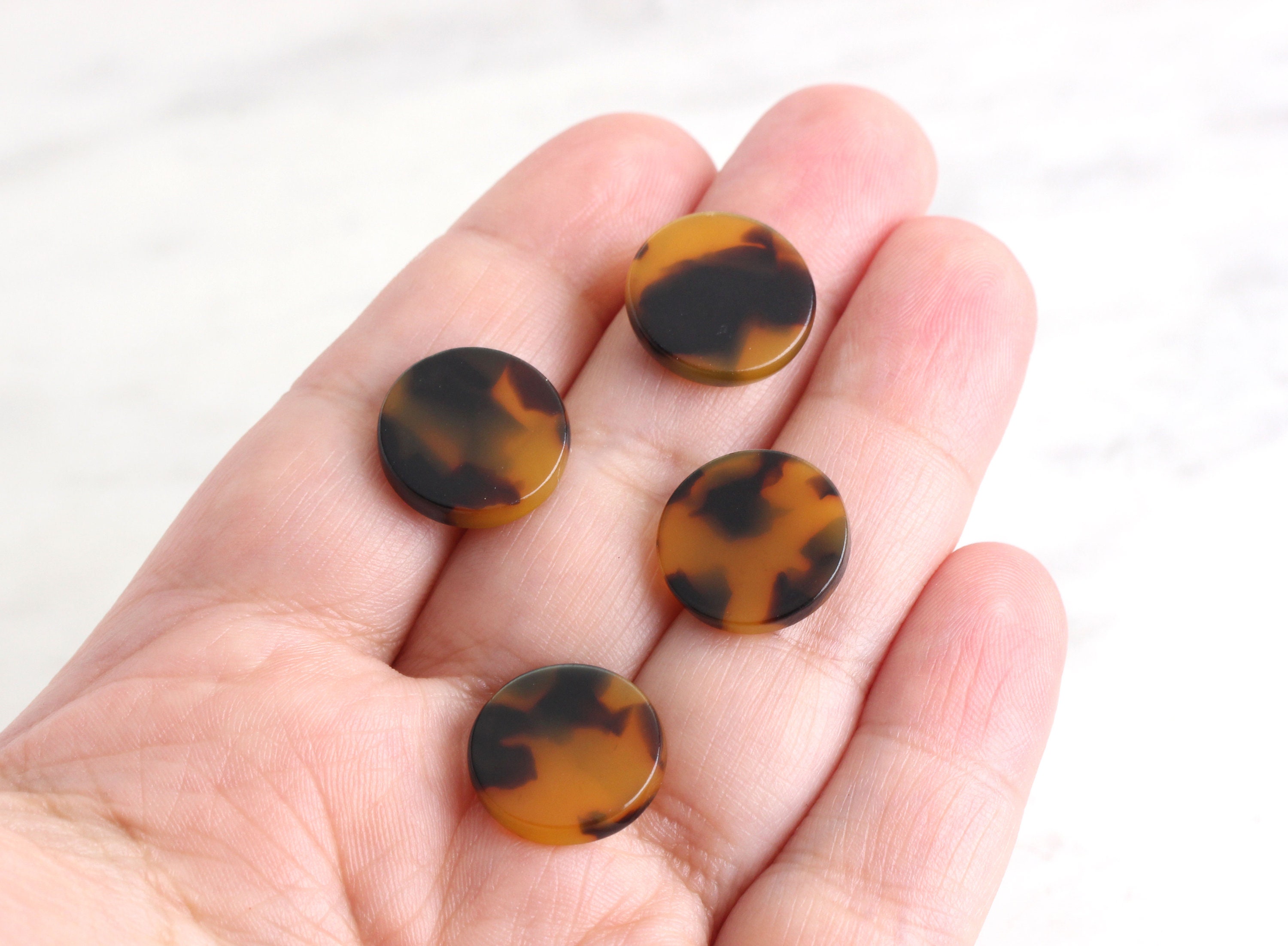 4 No Hole Discs Tortoise Shell 15mm Flat Round Disks Resin - Etsy