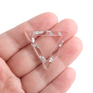 2 Large Triangle Charms With Silver Flecks, 34.5 X 30.5mm, Geometric ...
