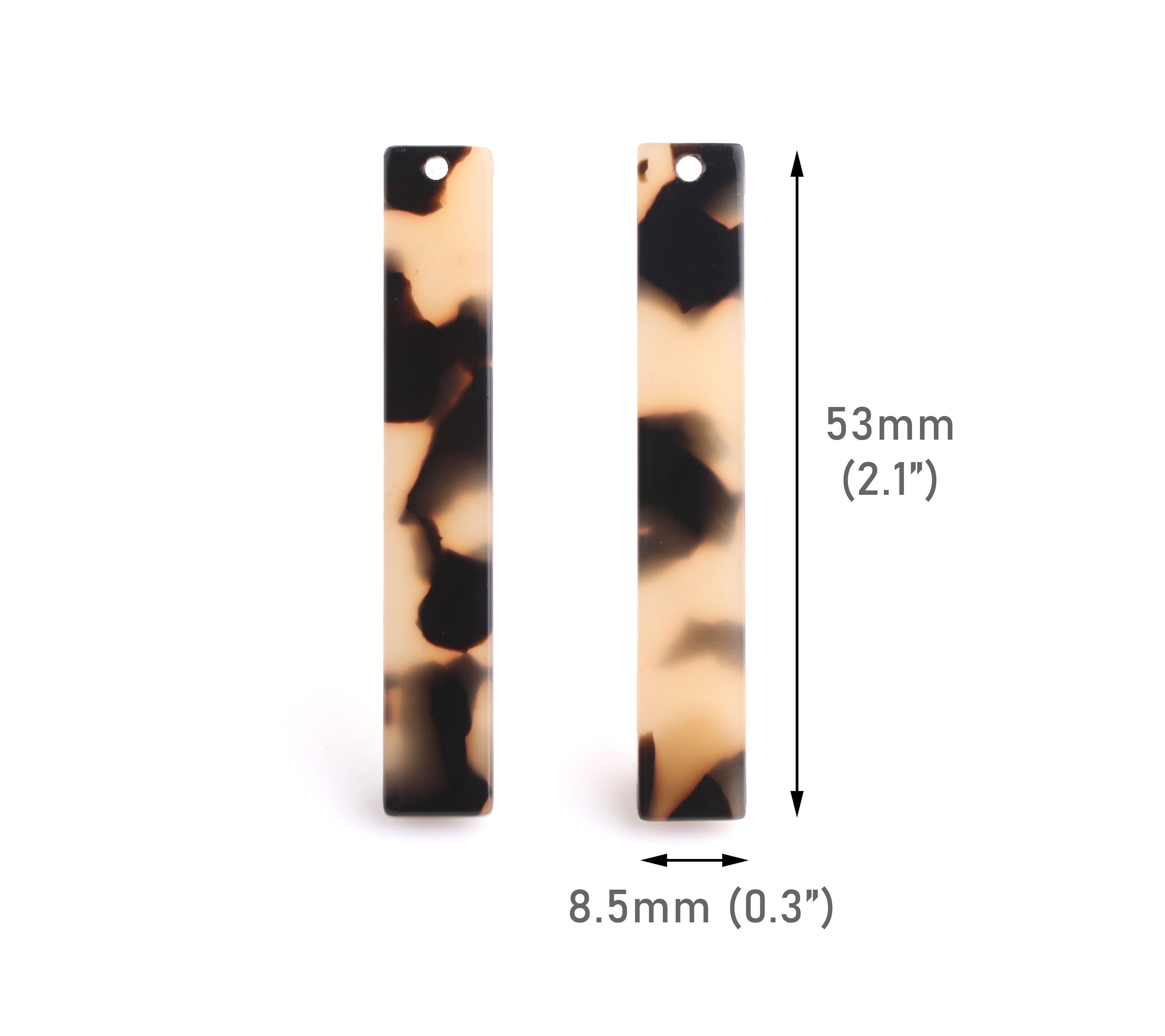4 Blonde Tortoise Shell Beads, 53 X 8.5 Mm, Vertical Bar Pendant ...