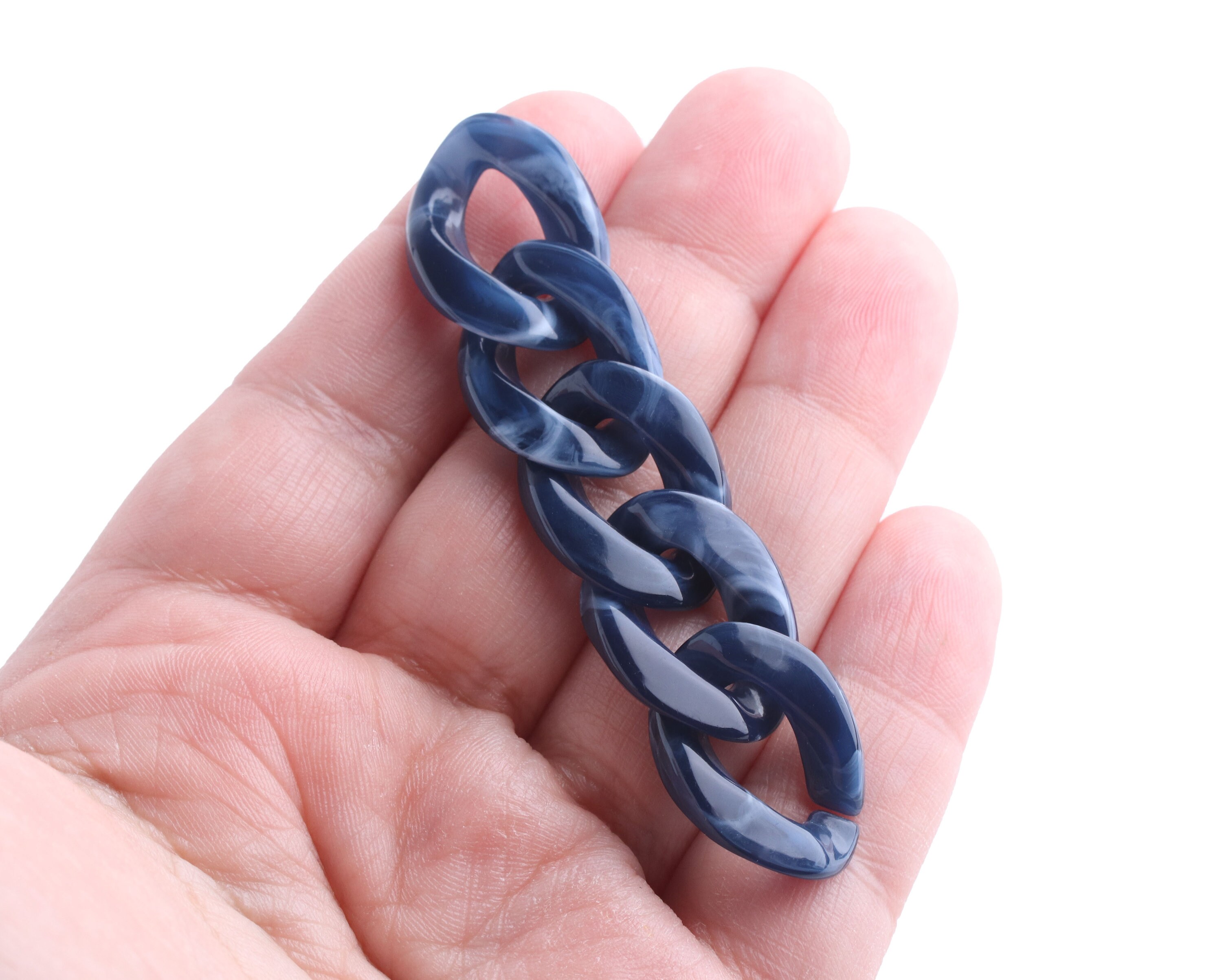 1ft Navy Blue Acrylic Chain Links, 23 X 17mm Bulk Cuban Link Chain ...
