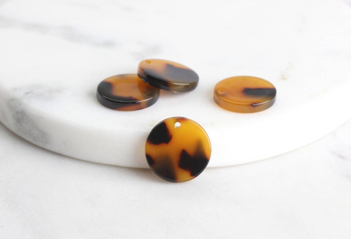 4 Tortoise Bead Charm 15mm, Vintage Tortoise Shell Drop Bead Plastic ...