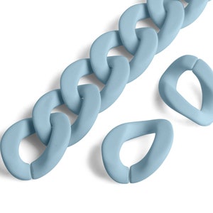 1ft Matte Steel Blue Plastic Chain Links, 24 X 17mm, Bracelet Making ...