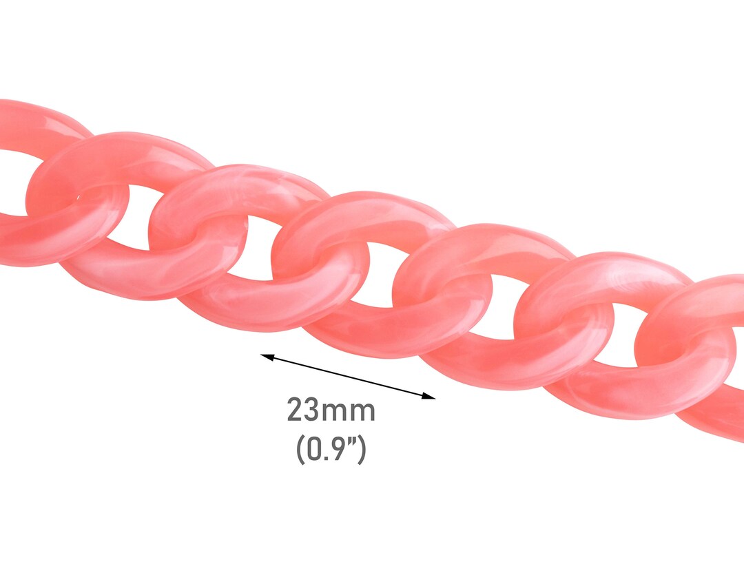 1ft Natural Pink Plastic Chain, 23 X 17mm, Light Pink Marble, Cuban ...