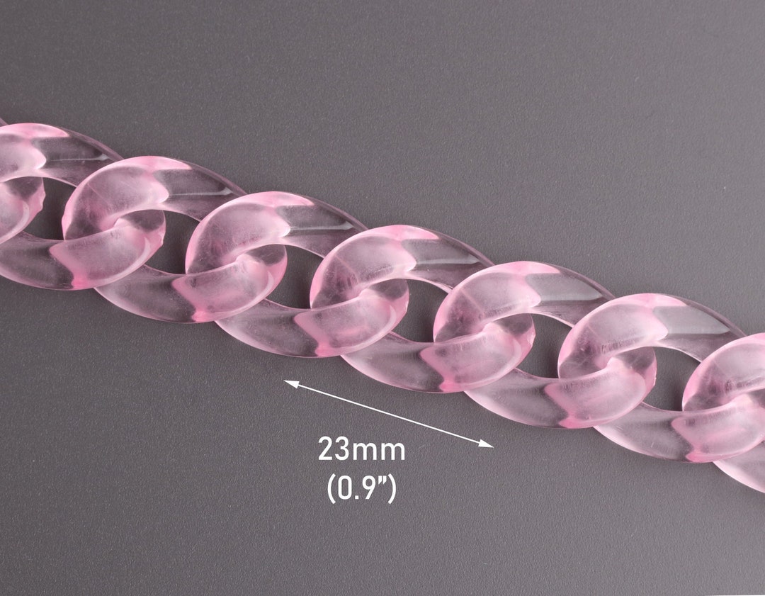 1ft Ballet Pink Plastic Chain Links, 23x17mm, Transparent Pink Chain ...