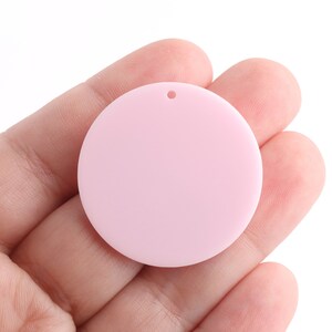 4 Soft Pink Circle Pendants 35mm, Pastel Pink Colors, Plastic Earring ...