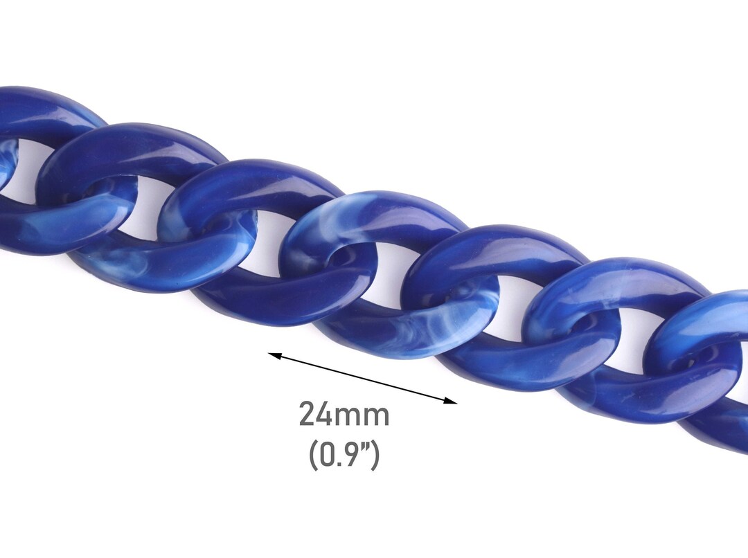 1ft Lightning Blue Plastic Chain Links, 24 X 17mm, Large Cuban Link ...
