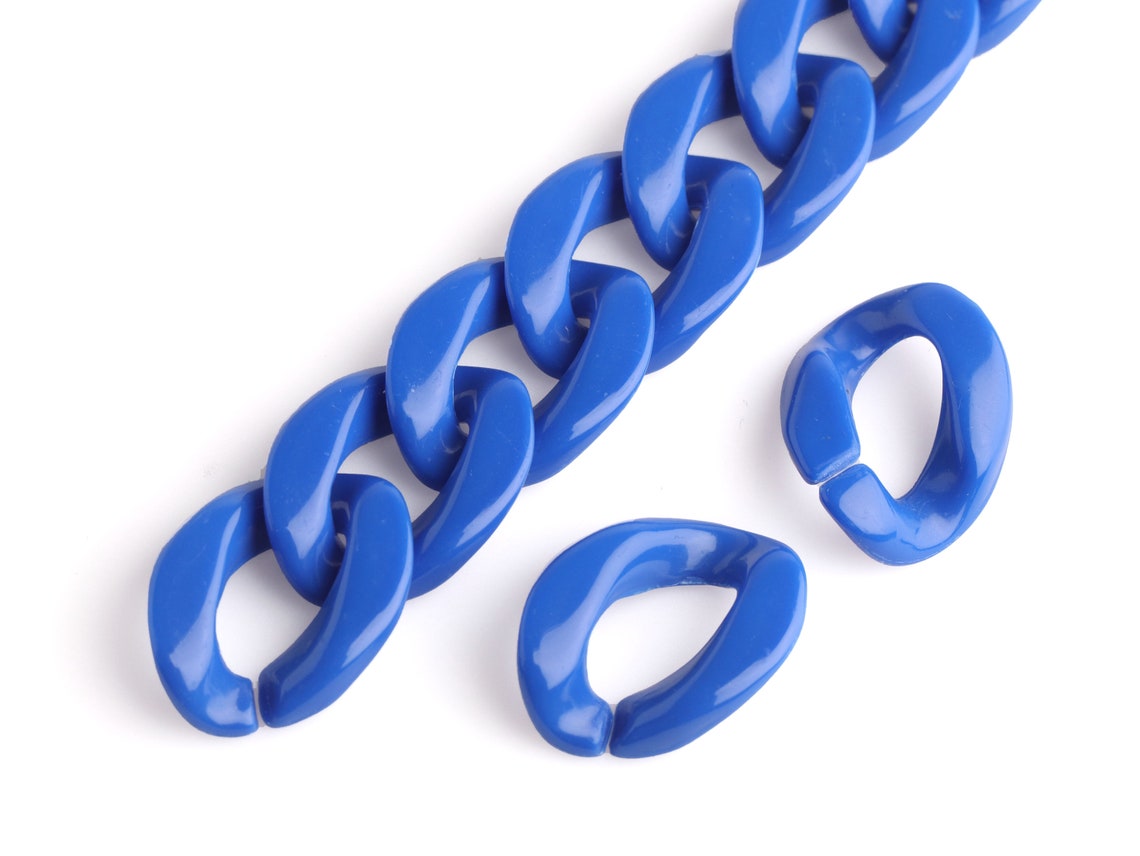 1ft Cobalt Blue Plastic Chain Links, 23 X 17mm, Loose Link Open, Large ...