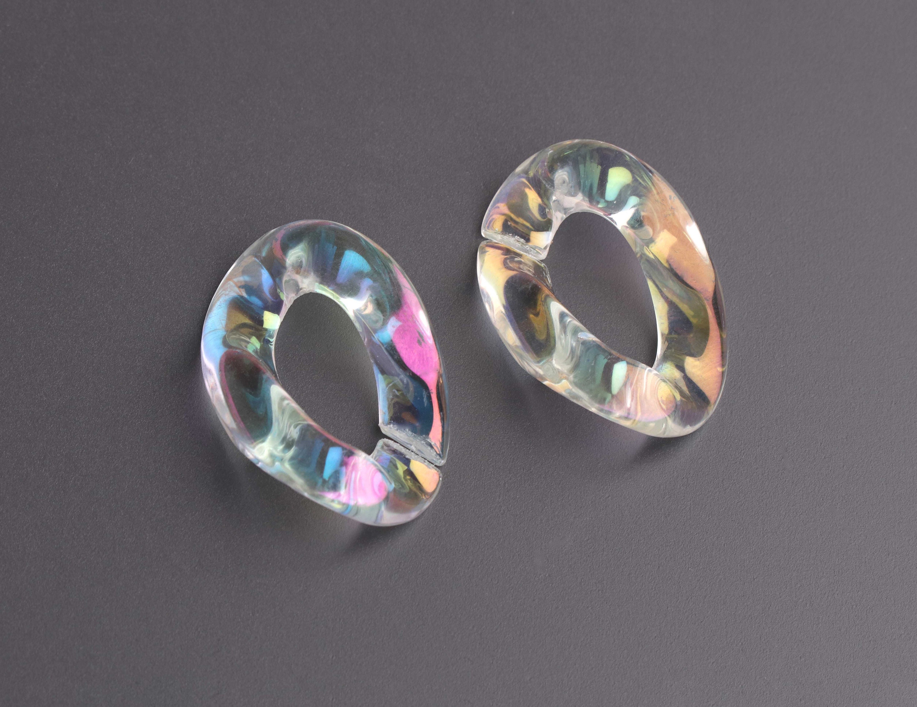 1ft Opal Clear Acrylic Chain Links, 30 X 21mm, Iridescent AB Effect ...