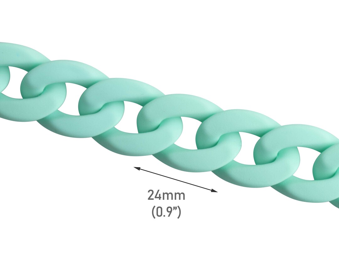 1ft Matte Mint Green Acrylic Chain Links, 24 X 17mm, Pastel Colors ...