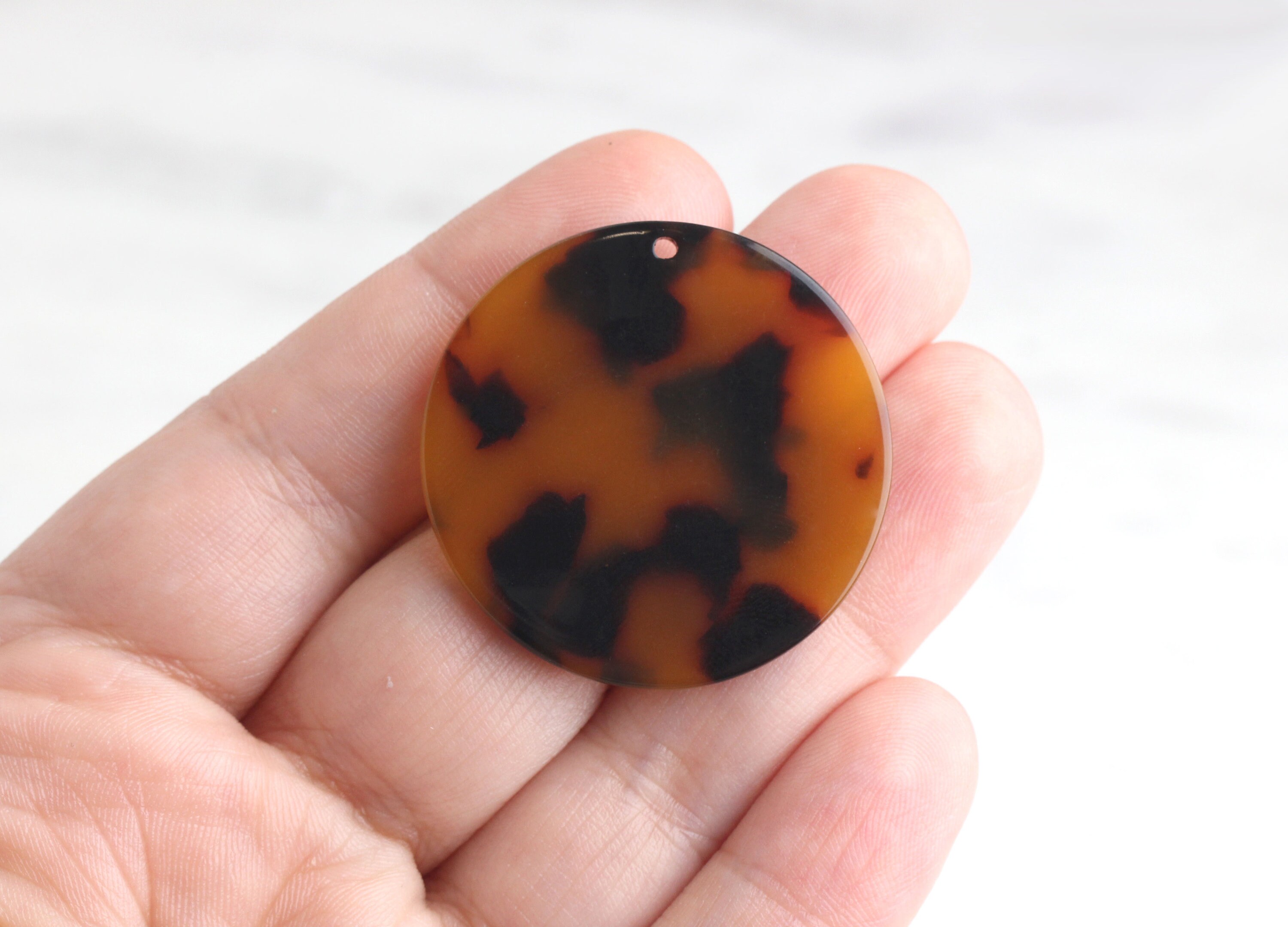 4 Tortoise Shell Pendants 35mm Circle Marble Charms Acetate | Etsy