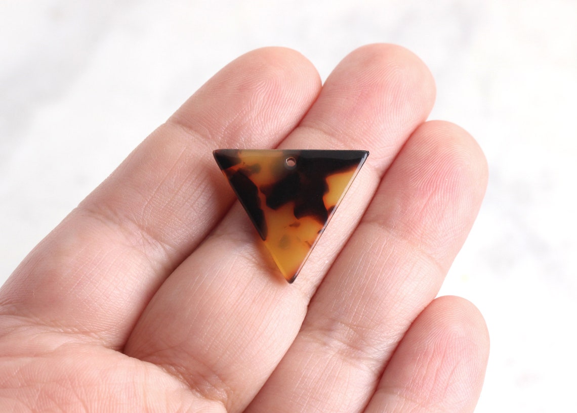 4 Dark Tortoise Shell Triangle Flag Beads, Amber Triangle Chevron ...