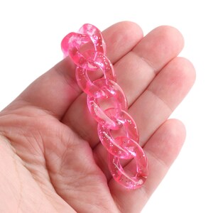 1ft Glitter Acrylic Chain in Hot Pink, 23 X 17mm, Transparent, Pretty ...
