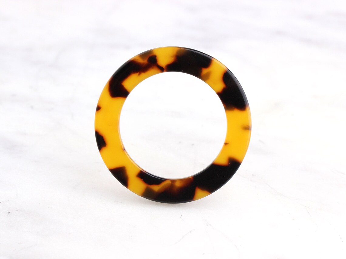 2 Tortoise Shell Rings, Open Circle Earring Findings Washer Large Flat ...