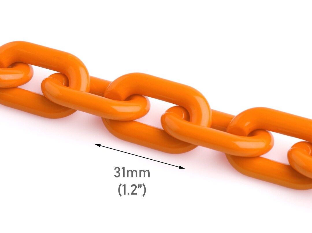 1ft Bright Orange Plastic Chain Links, 31 X 19mm, Extra Large Acrylic ...