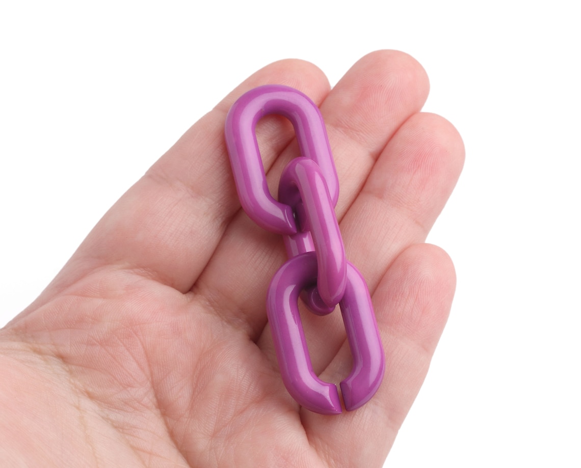1ft Berry Purple Acrylic Chain Links, 31 X 19mm, Extra Chunky Plastic ...