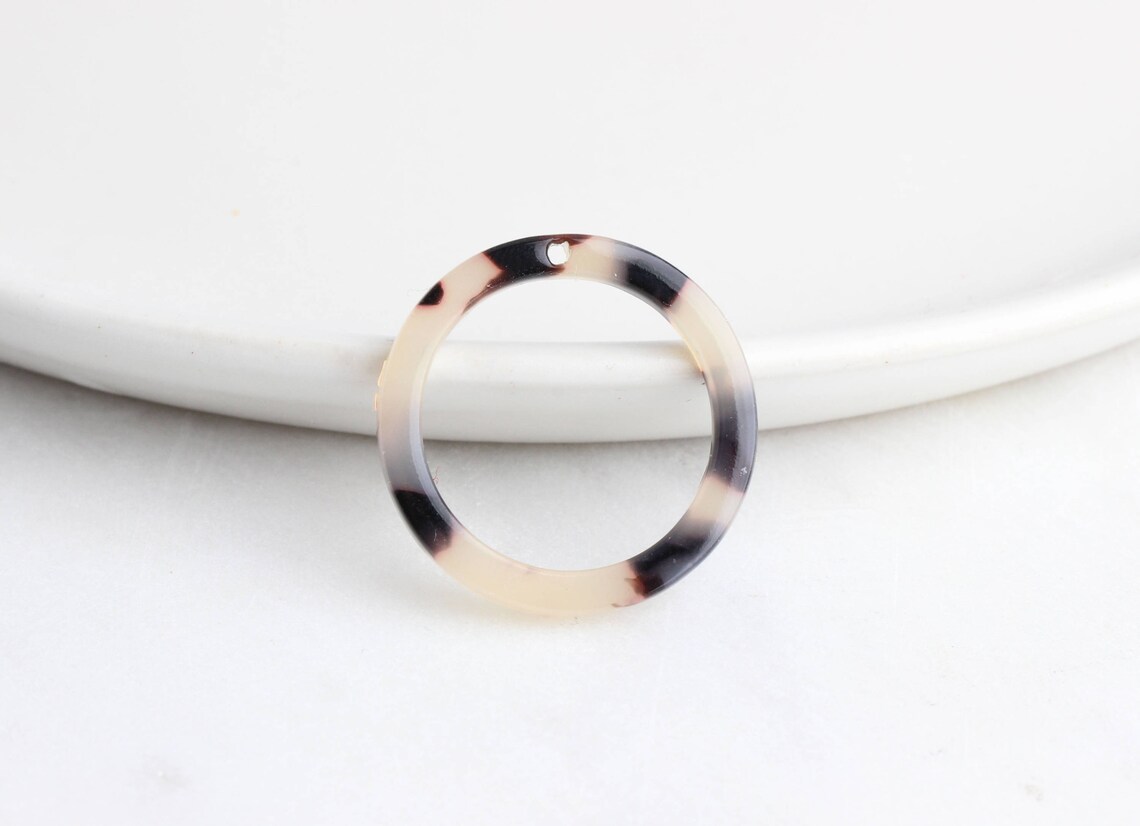 4 White Tortoise Shell Rings 24mm - 25mm, Vintage Tortoise Flat Round ...
